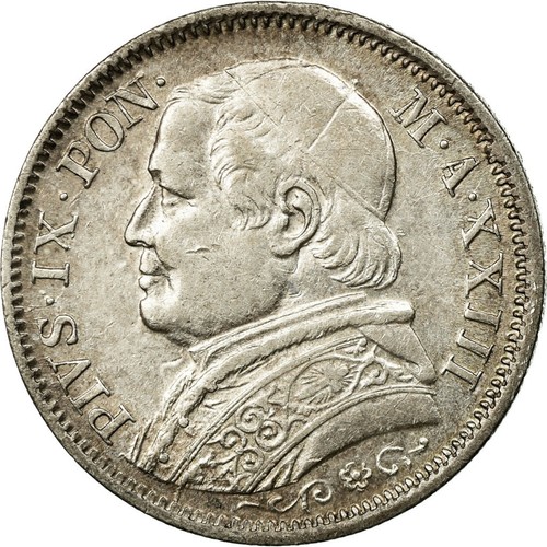 Coin, Italian States, PAPAL STATES, Pius IX, Lira, 1868, Roma, SUP ...
