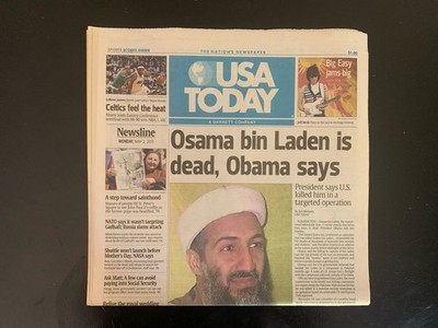USA Today “Osama Bin Laden Is Dead, Obama Says” May 2, 2011 Full ...