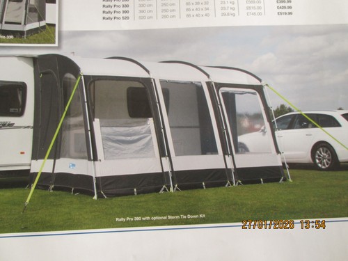 Kampa Rally Pro 390 Awning with Poles , groundsheet included used | eBay UK