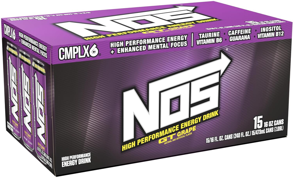 NOS GT Grape: High Performance Energy Drink. 16 Fl oz (Pack of 15) | eBay