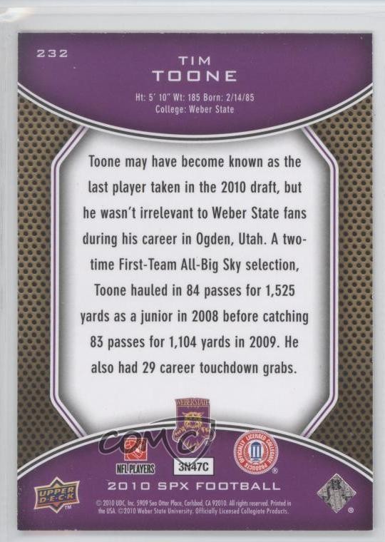 2010 SPx SPx Rookie /599 Timothy Toone #232 Rookie RC | eBay