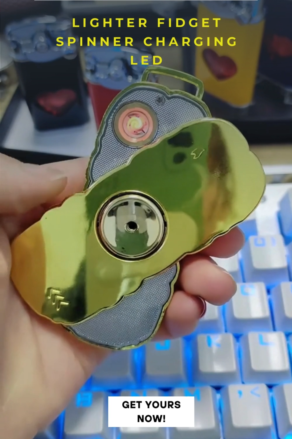 Lighter Fidget Spinner Charging LED Light Up Cool Colors Creativity ...