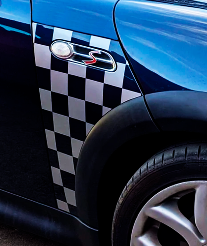 Mini Cooper Checkered Side Flag Decals Stickers Graphics Racing Sport ...