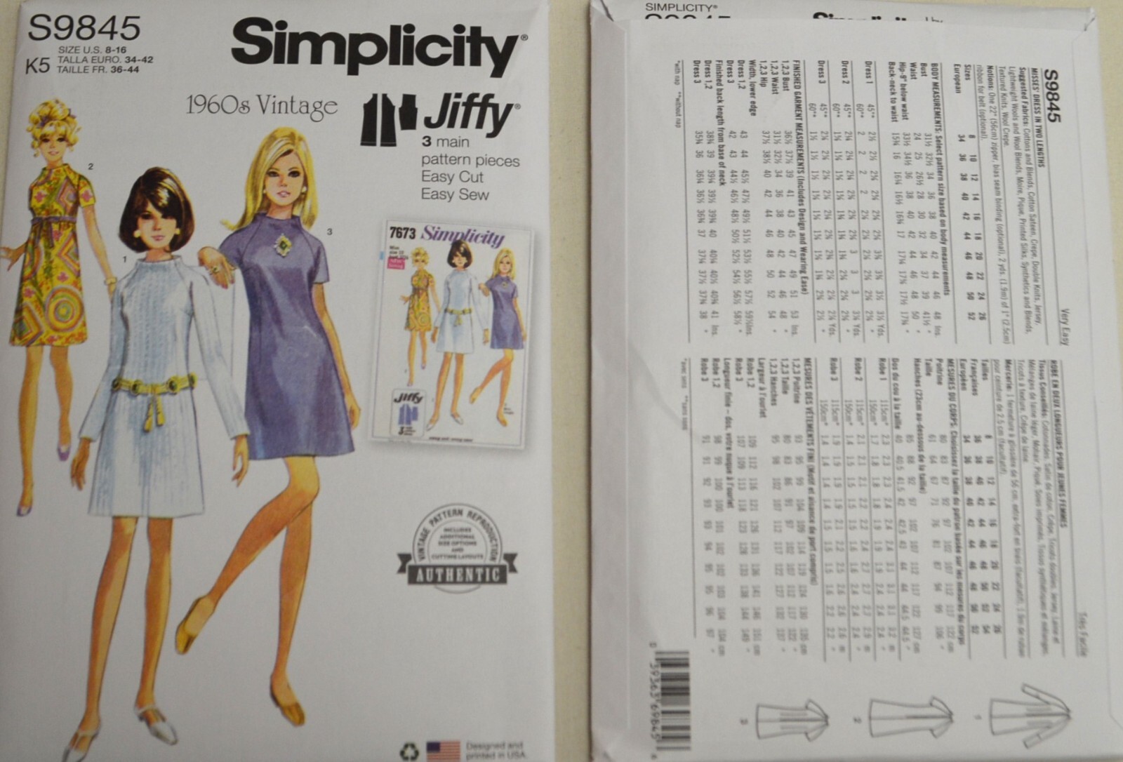 Simplicity- 9845- Misses' Dress in two lengths. 1960 Vintage | eBay