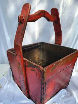 Baskets - Asian Chinese Wood Rice Bucket