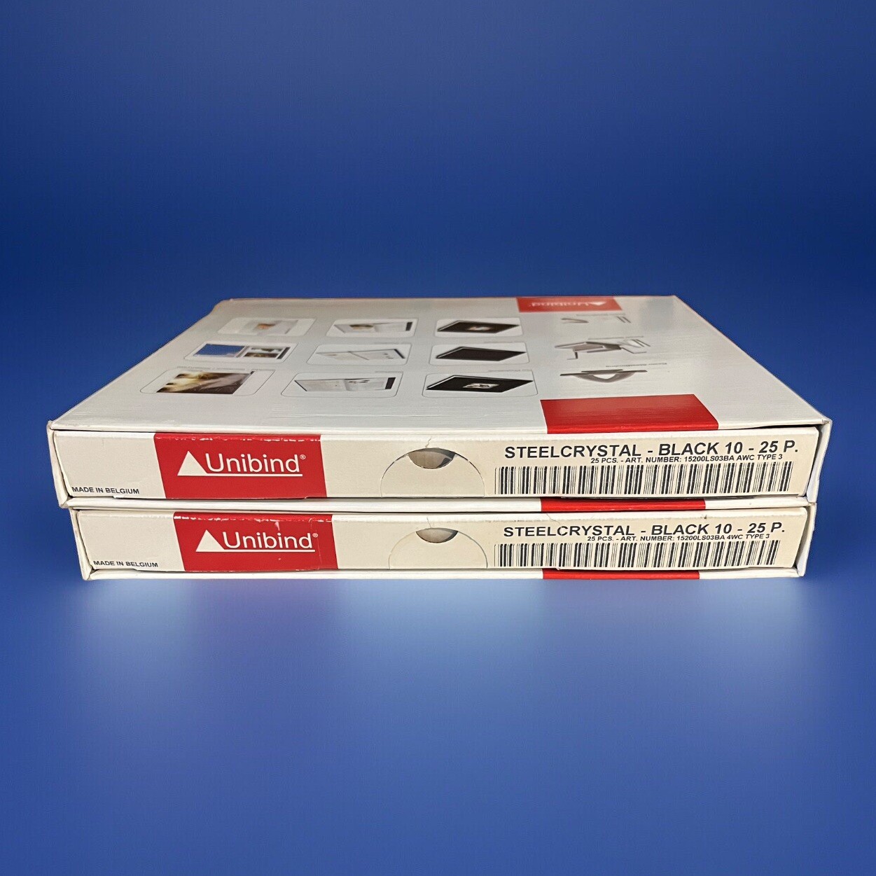 41 Unibind SteelCrystal Black 10-25 Pgs Type 3 Two Boxes 1 Unopened ...