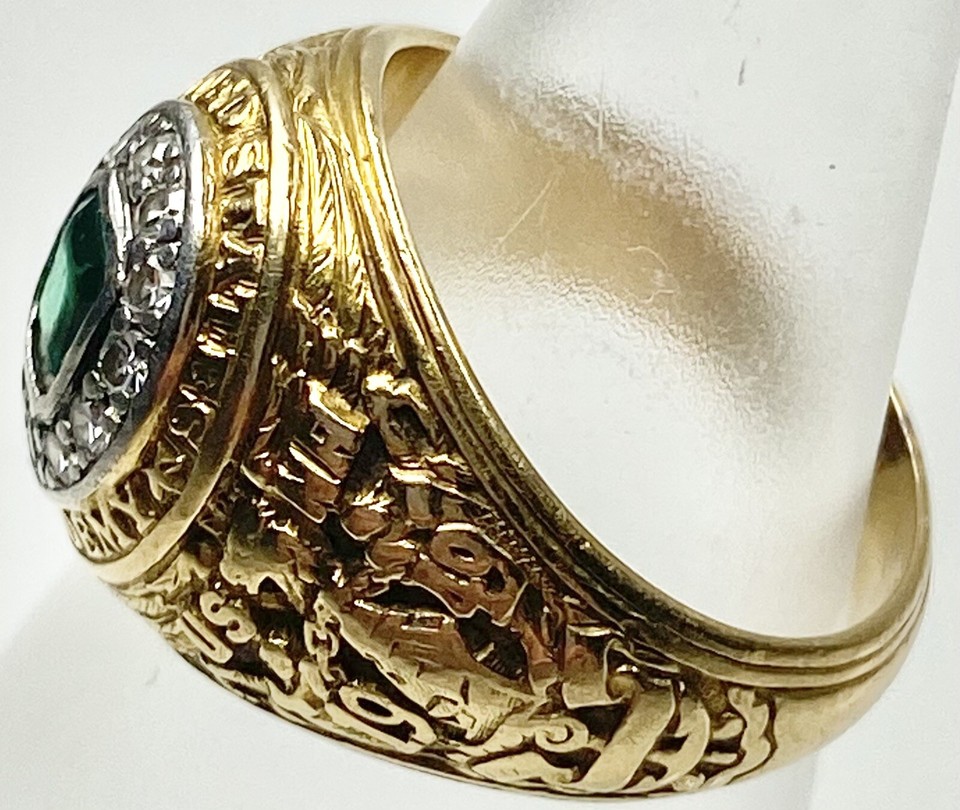 1949 14K USNA EMERALD DIAMOND CLASS SWEETHEART US NAVAL ACADEMY ...