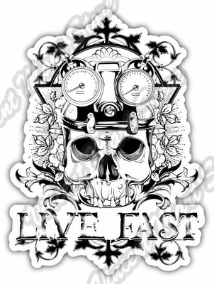 Live Fast Racing Skull Speedometer Gift Car Bumper Vinyl Sticker Decal ...