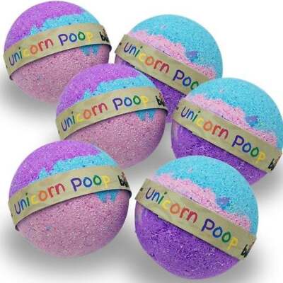 Unicorn Poop all Natural Fizzing Bubble Bath Bomb set of 6 Fun Time ...