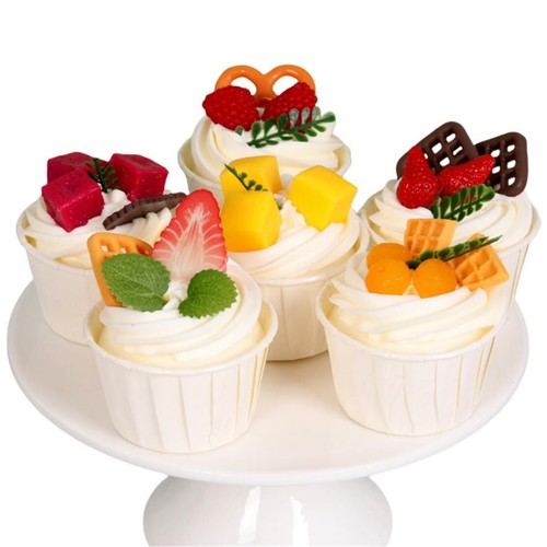 6PCS Artificial Cupcake Simulation Cream Cake Realistic Dessert for ...