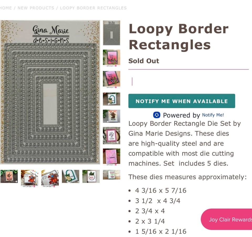 Gina Marie Designs 5 piece Nested Rectangles Loopy Border Die Set | eBay