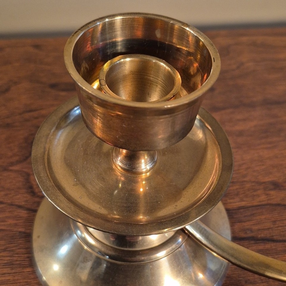 VINTAGE Brass Chamberstick Taper Candle Holder with Hand Loop and Drip ...