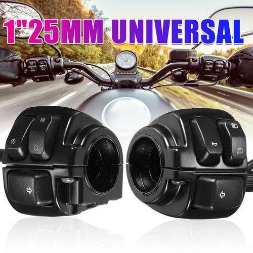 Pair Black 1" Universal Motorcycle Handlebar Control Switch Wiring ...