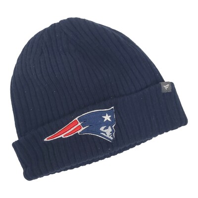 NEW ENGLAND PATRIOTS Beanie Hat Cap Adult Blue Logo FANATICS NFL ...