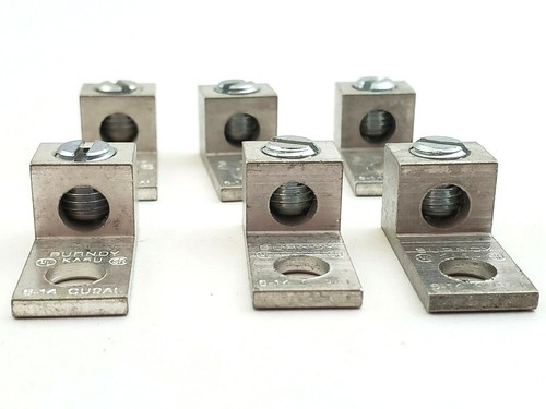 Lot of 6 Burndy KA6U Dual Rated Aluminum Mechanical One Hole Lugs #6 ...