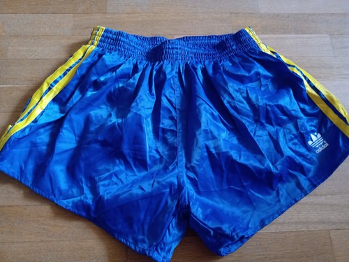 Vintage Shorts Adidas Size 7 Spinter Shiny Nylon High Cut Blue Yellow ...