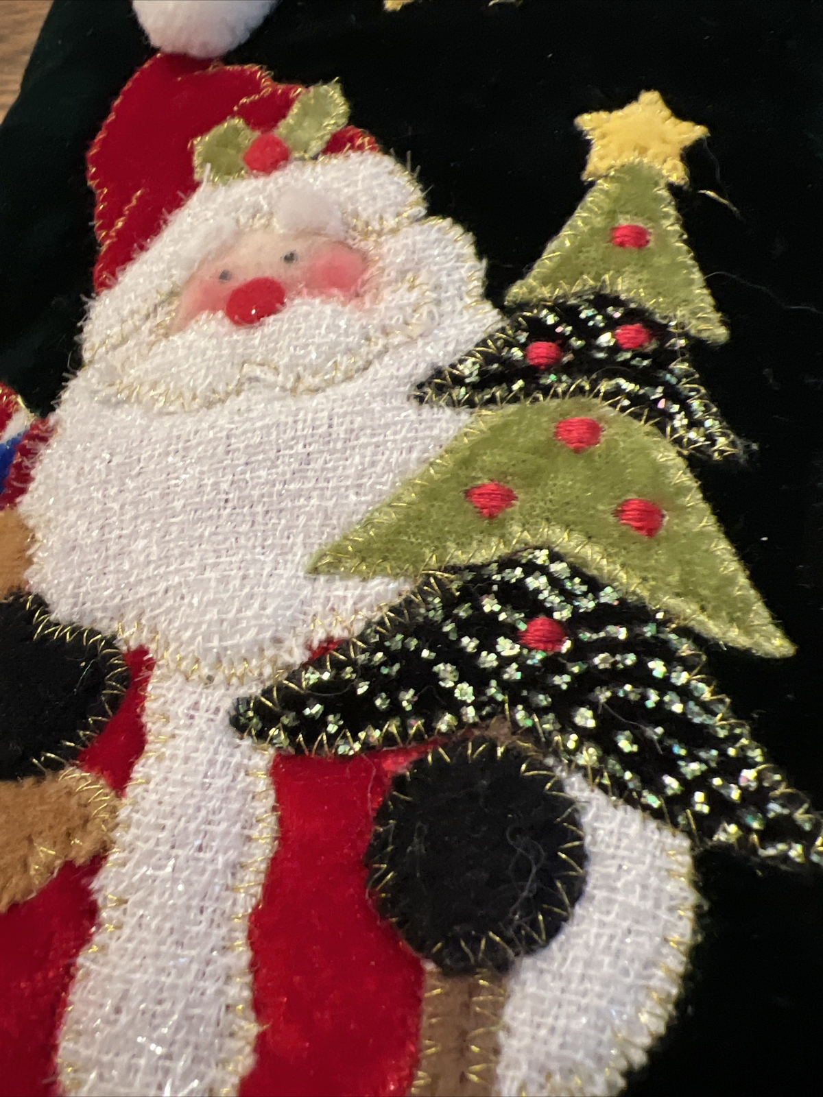 New Santa TABLE TOP TREE SKIRT Velvet Christmas 22" Appliqué Stars | eBay