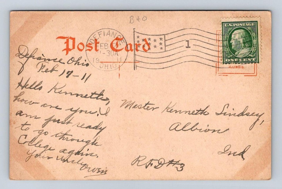 OH - DEFIANCE OHIO 1911 Postcard B&O TRAIN DEPOT RAILROAD STATION | eBay