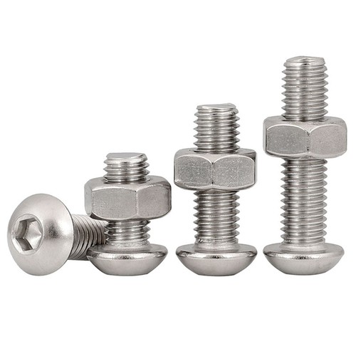 A2 Stainless Steel Socket Button Head Screws Allen Key Bolts & Hex Nut ...