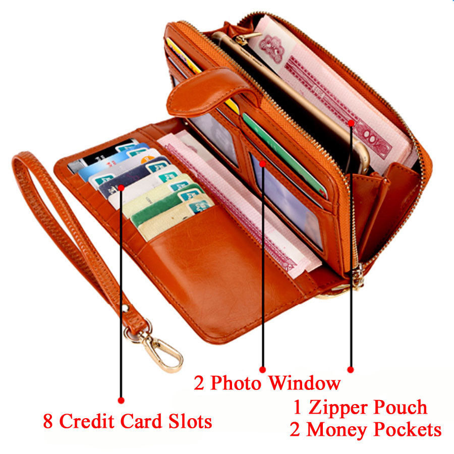 Ladies Women Leather Wallet Long Zip Purse Card Phone Holder Case ...