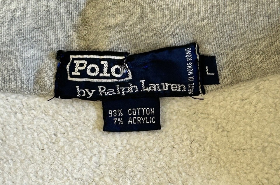 VTG Polo Ralph Lauren 1/4 Zip USA Sweatshirt 92 Stadium Flag Gray Men’s ...