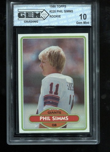 Phil Simms RC 1980 Topps #225 NFL New York Giants Rookie GEM MINT 10 | eBay