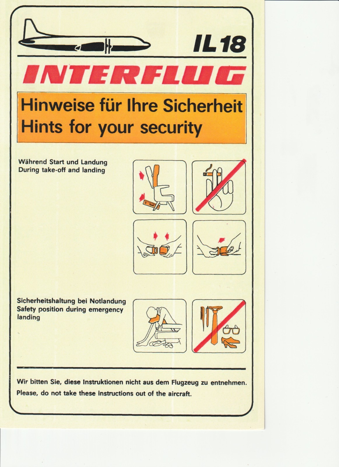 Safety Card INTERFLUG IL-62 siehe Scan | eBay.de