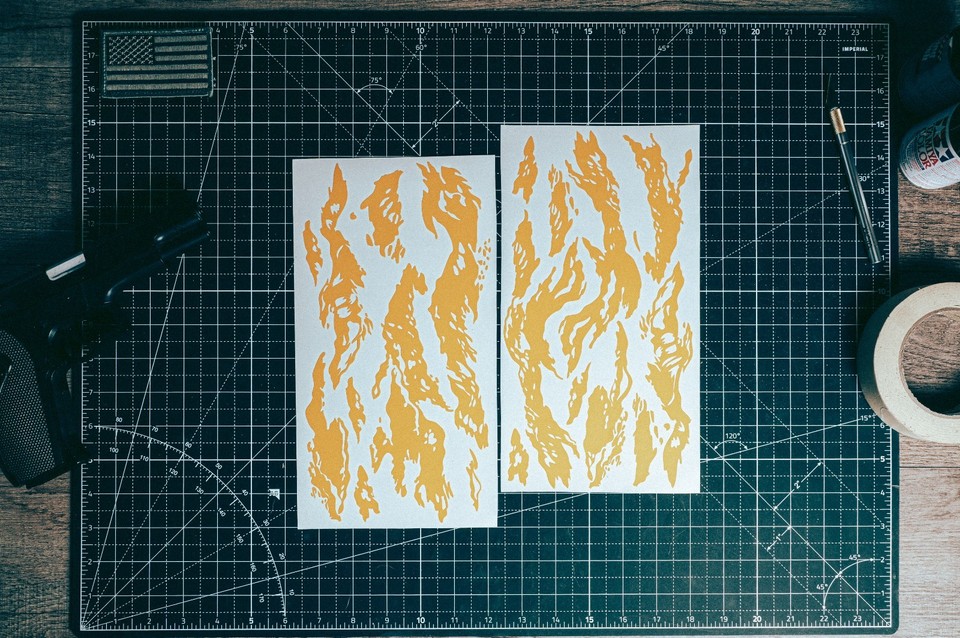 Tiger Stripes High Heat Vinyl Stencil Kit - 2x 11"x6" Sheets Cerakote ...