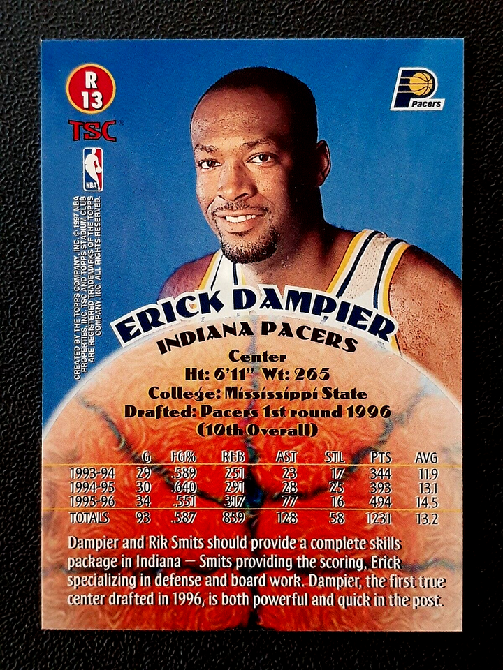 ERICK DAMPIER 1996-97 TOPPS STADIUM CLUB ROOKIES 96-97 NO R13 48976 | eBay