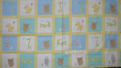 24" Fabric Panel - Windham Baby Buddies Rabbit Bear Giraffe Animals ...
