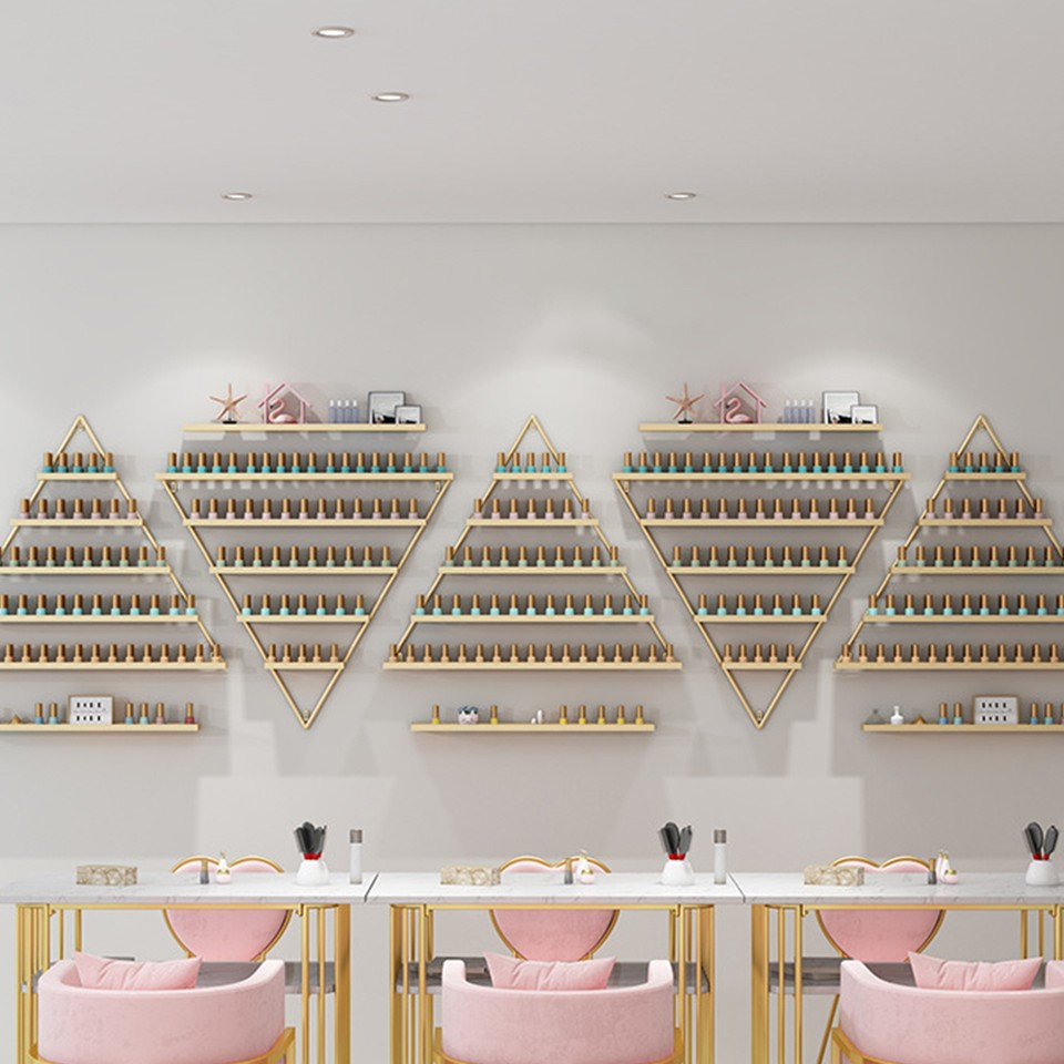 5PCS/Set Wall-Mounted 5-Tier Triangular Metal Cosmetic Display Storage ...