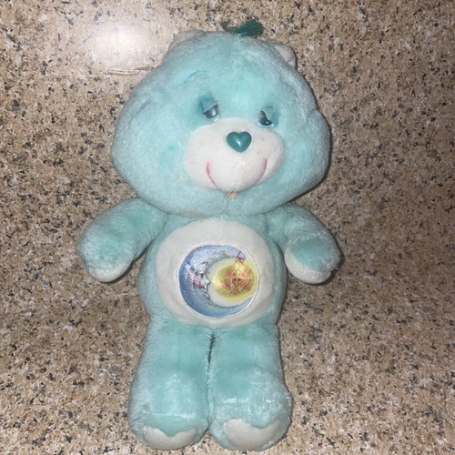 1983 SleepyTime Care Bear Bedtime Plush 14” Light Green Moon Sun Some ...