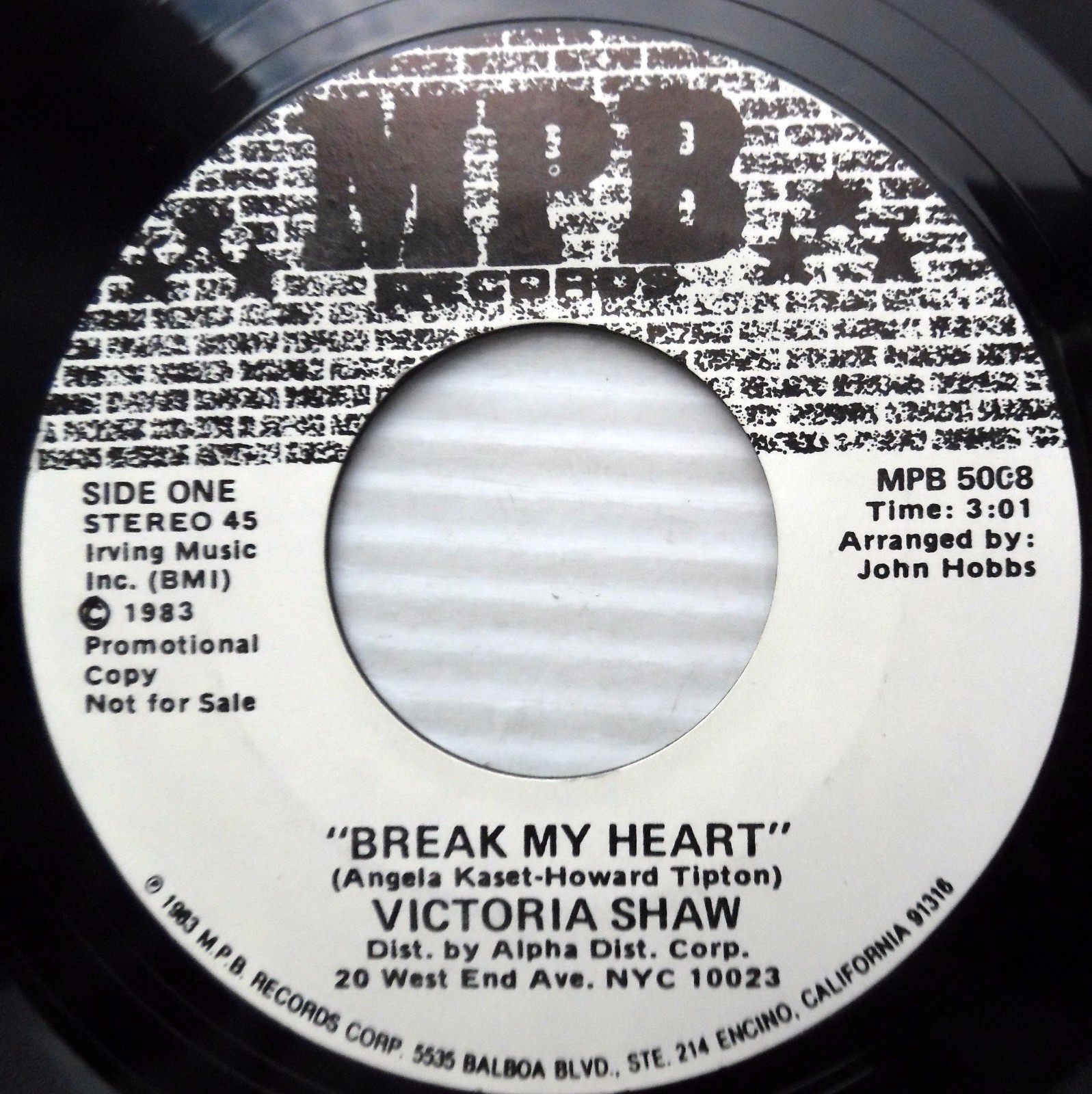 Victoria Shaw Break My Heart Pop Promo 45 e6869 | eBay
