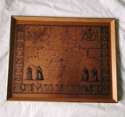 Vintage Coppercraft Cambridgeshire Old Map Framed Copper Etching | eBay UK