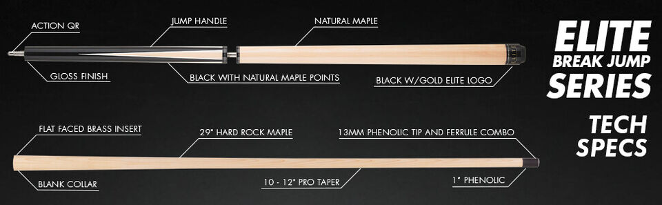 Elite ELBJPBK Break/Jump Pool Cue Billiard Stick Billiards Cues | eBay