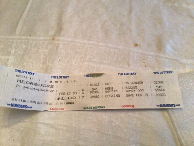 VTG Mass Megabucks Lottery Ticket - Feb 15 1995 Megabucks Collectible ...