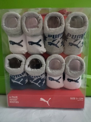 PUMA Infant Booties 0-12 Months Blue & Grey Puma Baby Shoes 4 Pair Pack ...