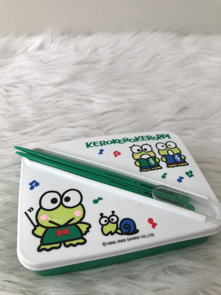 Vtg 1988 Sanrio Keroppi Snack Bento Box Plastic Container With Hello ...