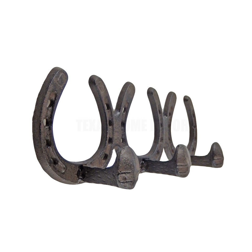 Horseshoes Railroad Spike Triple Wall Hook Rack Rustic Industrial ...