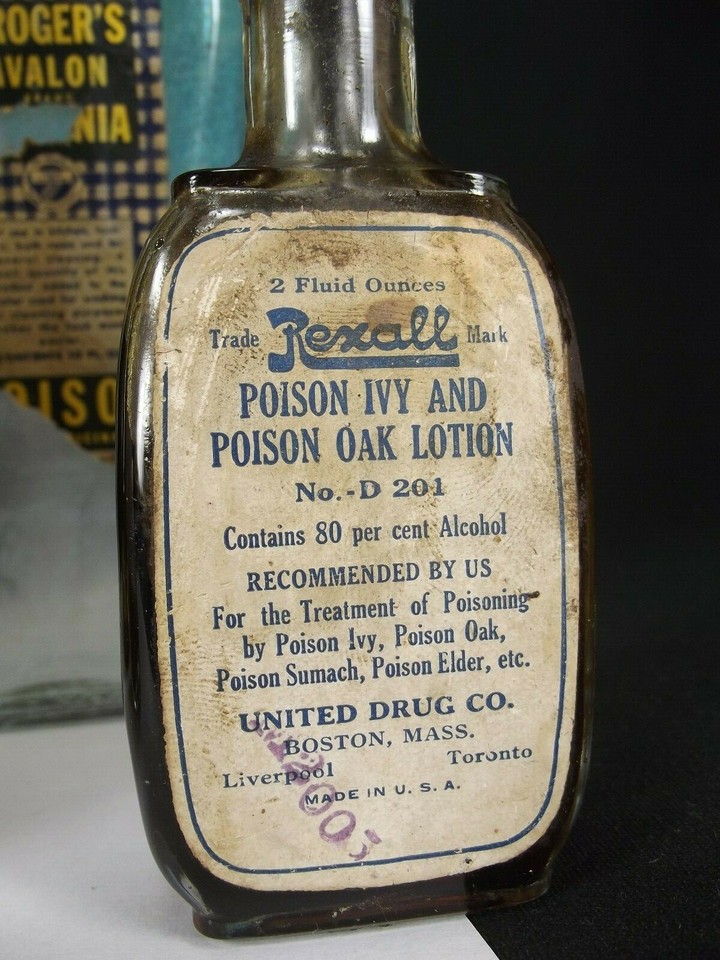 ANTIQUE BOTTLE LOT 5 total LABELS LIDS CORKS Poison Ivy Avalon Almond ...