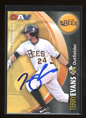 2008 Salt Lake Bees DAV TERRY EVANS Signed Card autograph AUTO ANGELS ...