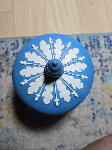 Vintage Hand Painted Blue Barrel Biscuit Cookie Jar Sign By Artist "Joy ...