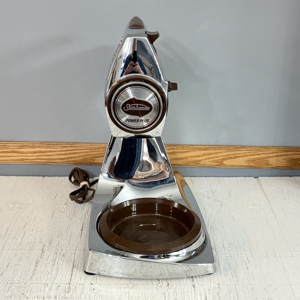 Sunbeam Power Plus Mixmaster vintage chrome & brown 16 speed Stand ...