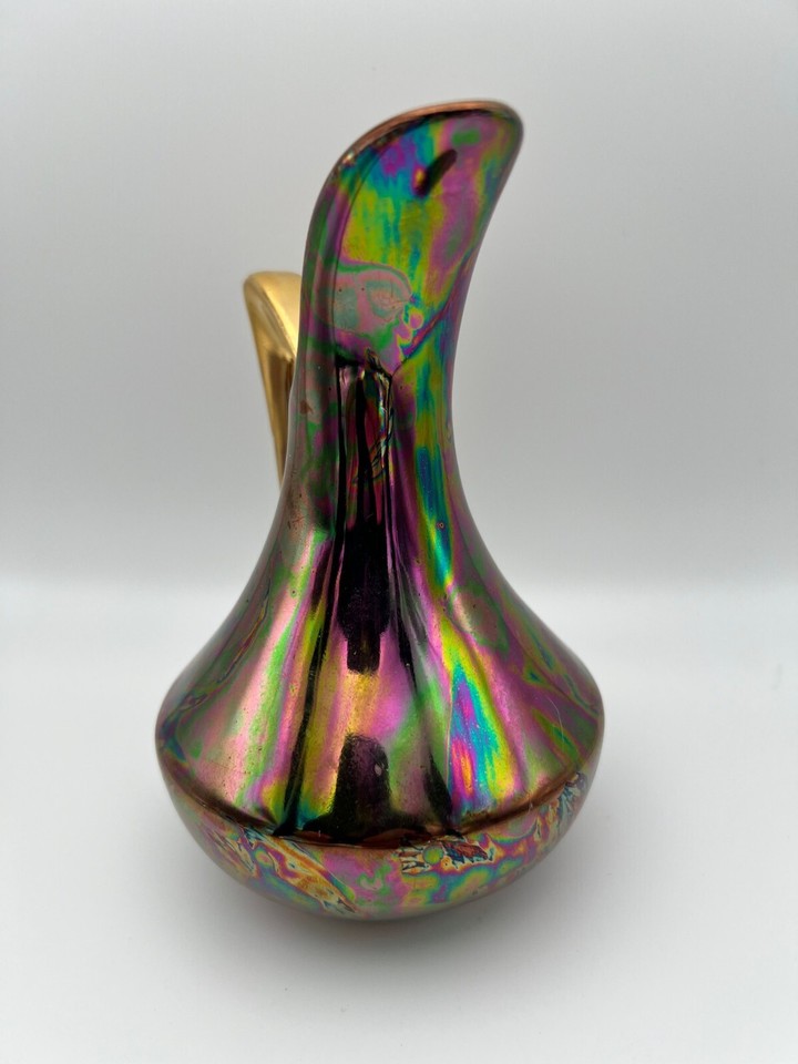 Vintage Pearl China Company Pitcher Vase ~ 6” Hand Decorated 22KT Gold ...