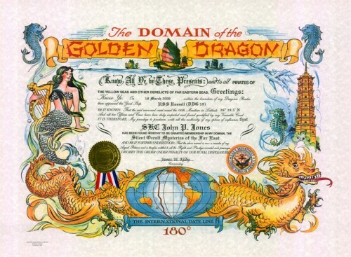 U.S.N & C.G. Domain of the Golden Dragon Certificate: 15.5 x 21 ...