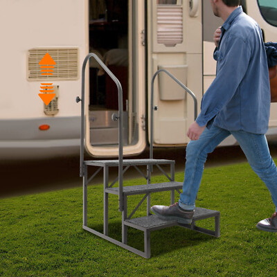 Universal Stairs 3 Steps For RV Trailer Camper Porch w/ Double Side ...