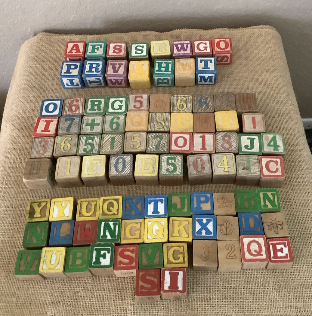 Vintage Wooden Alphabet Blocks 21 VINTAGE WOOD TOY ALPHABET BLOCKS 8