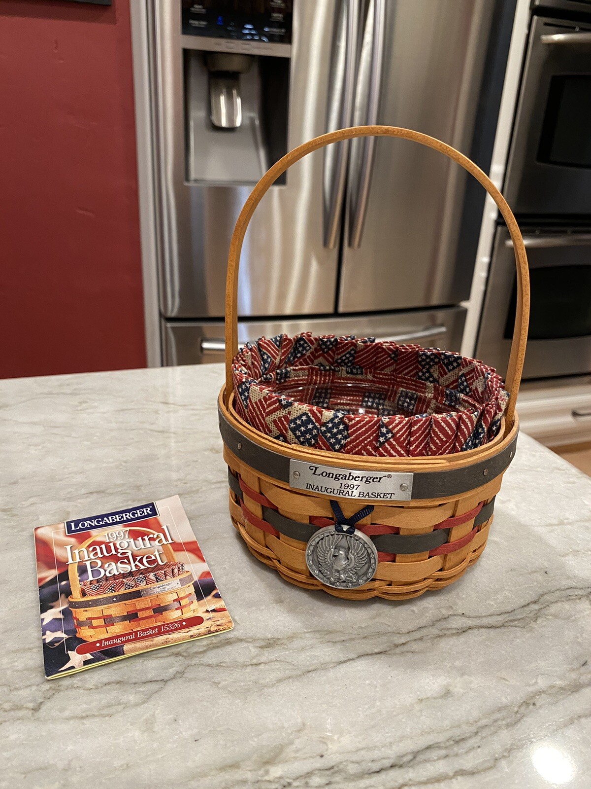 LONGABERGER Inaugural Basket Set/Combo 1997 America Old Glory Fabric ...