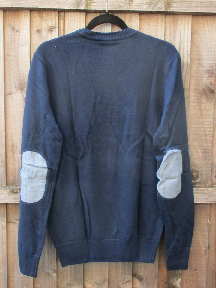 Mens Adidas Neo Jumper Sweater Pullover Navy/Blue Patch Elbows Small 38 ...