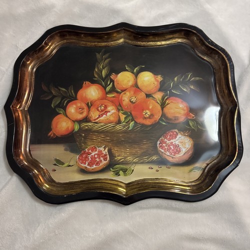 VTG Ian Logan London Metal Tray 1993 Sara Hay Bowl of Persimmons MCM ...